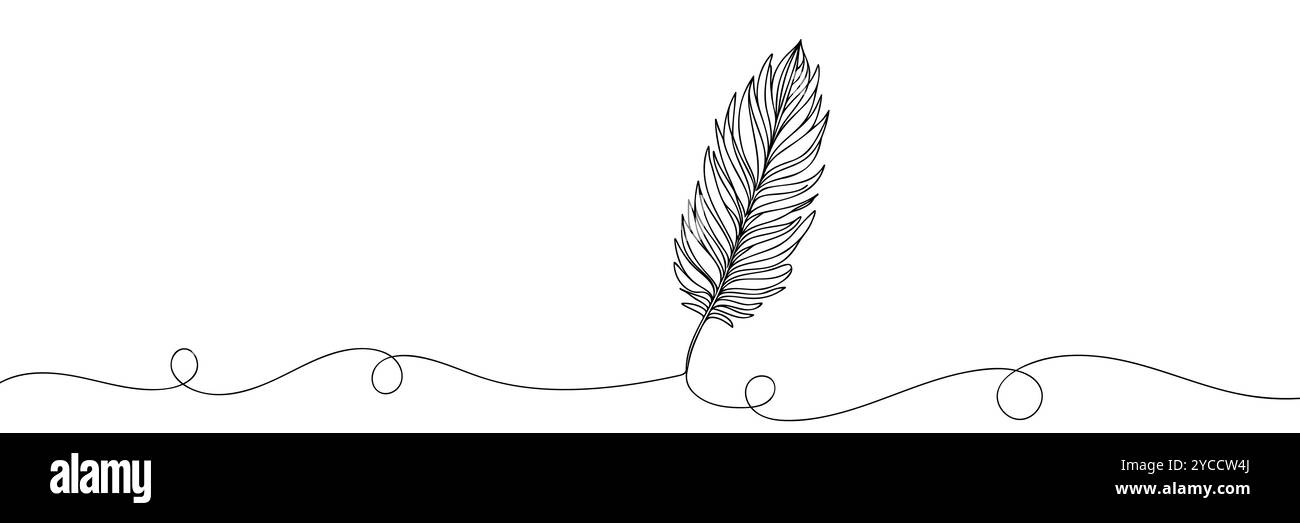 Feather one line drawing. Hand-drawn minimalist illustration, vector ...