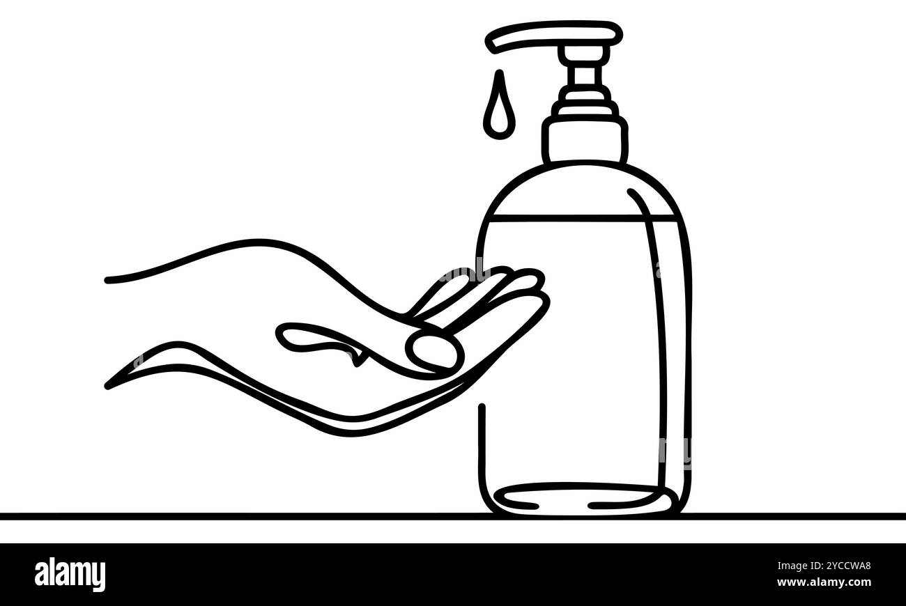 Disinfects hands Continuous one line drawing Stock Vector Image & Art ...