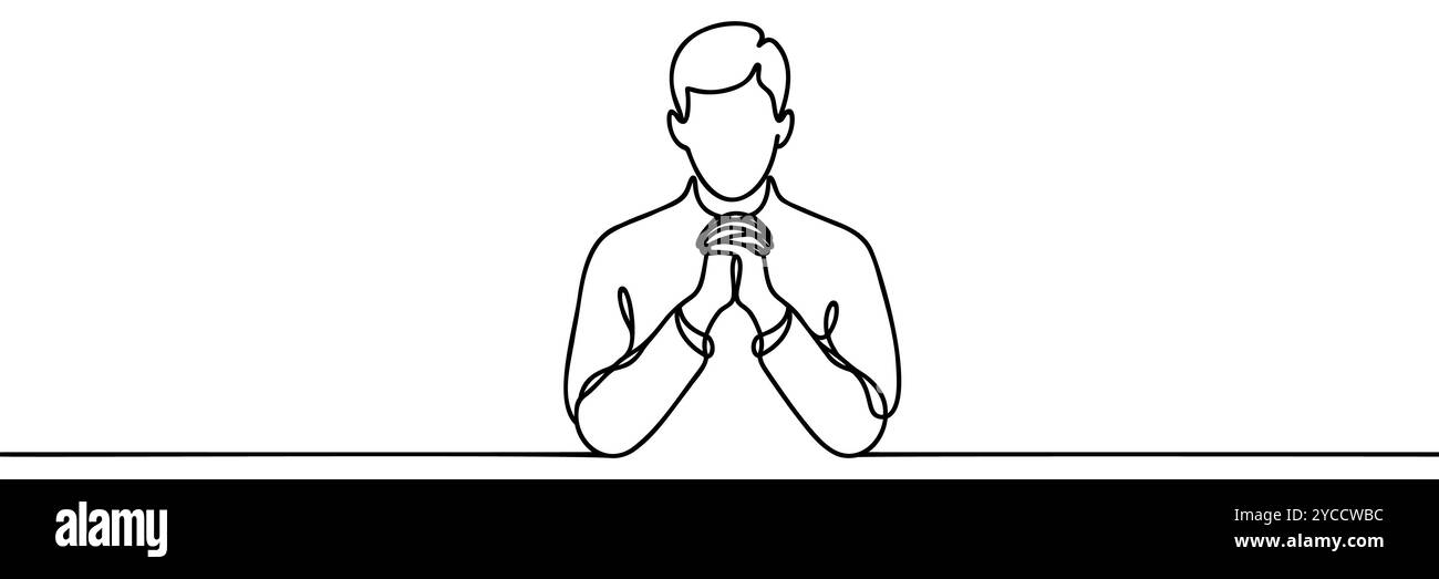 continuous line drawing of a man praying Stock Vector Image & Art - Alamy