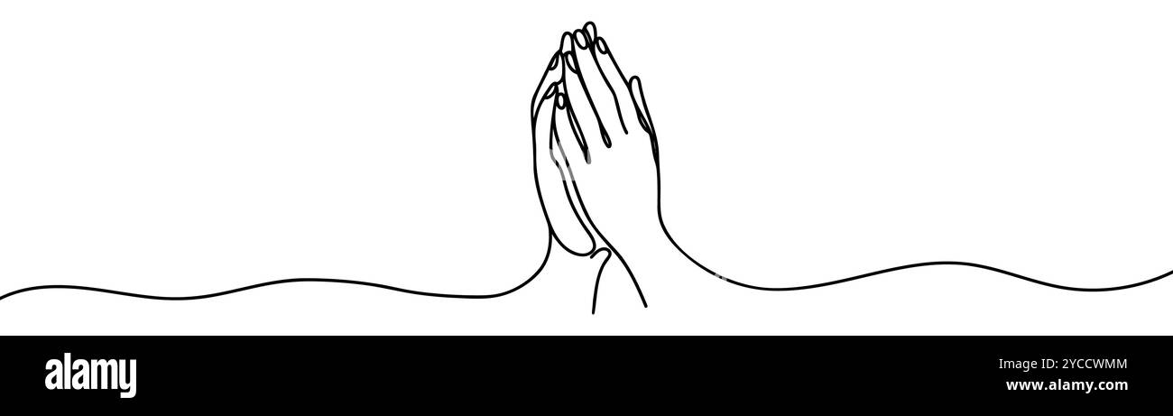 Hand in Praying position or in Cultural Greeting Form Continuous one ...