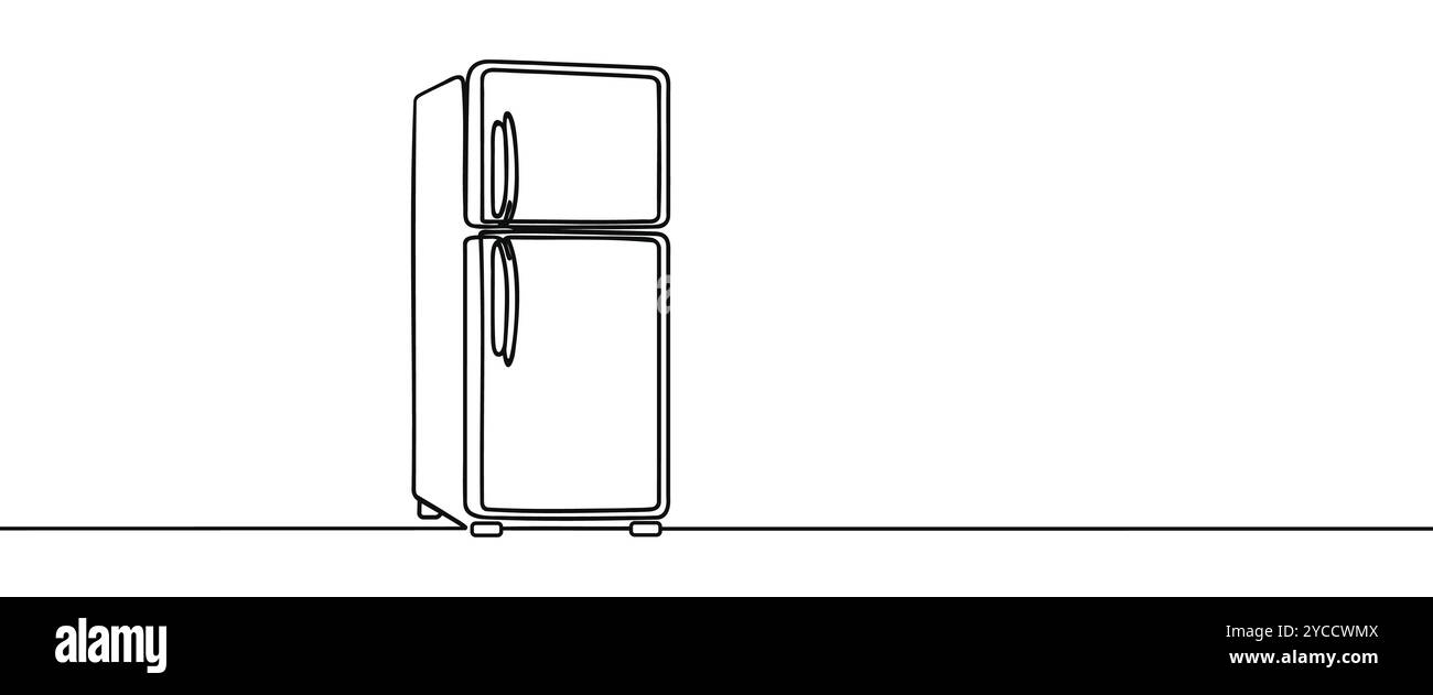 continuous line drawing of refrigerator. food and drink storage ...