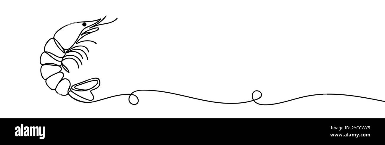 Fresh shrimp one line colored continuous drawing. Japanese cuisine ...