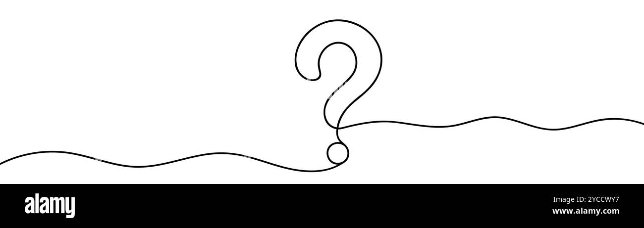 Question mark one line art, hand drawn asking sign, idea continuous ...