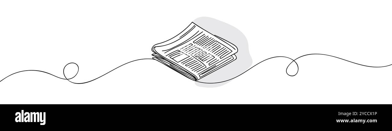 One line drawing of a stack of news newspapers. Vector illustration ...