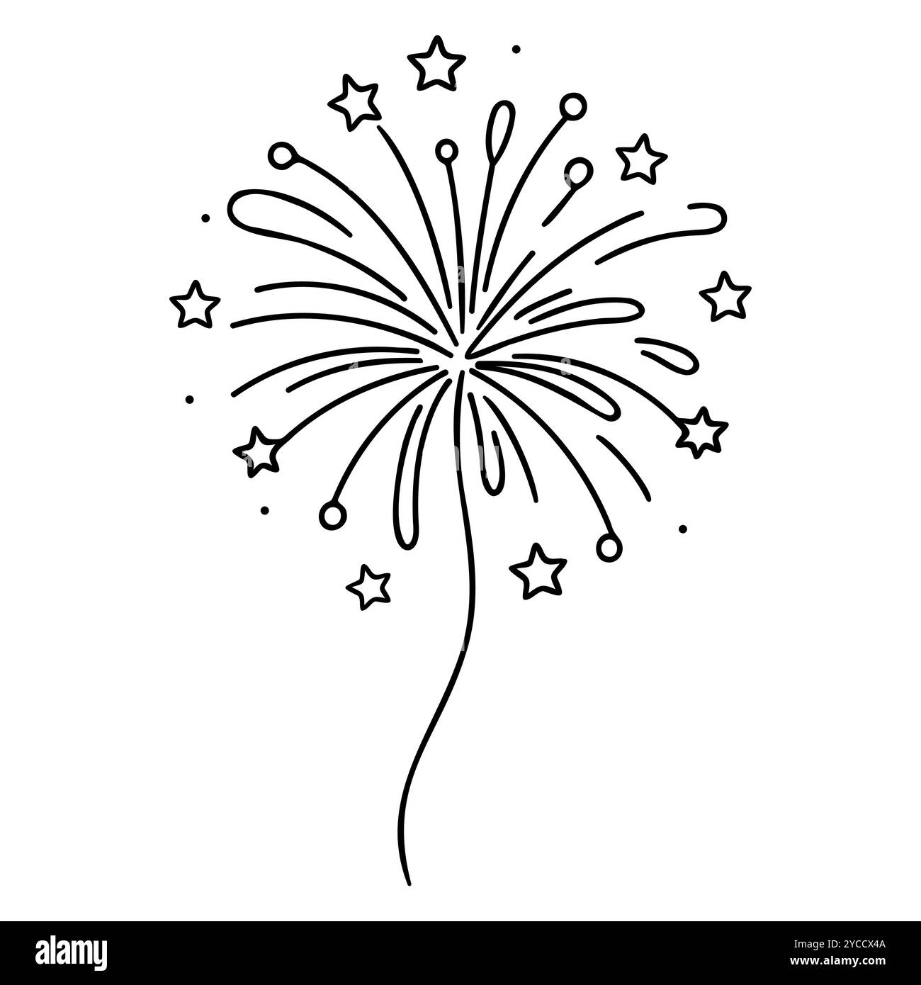 Continuous one line drawing of exploded firework. sparklers outline ...