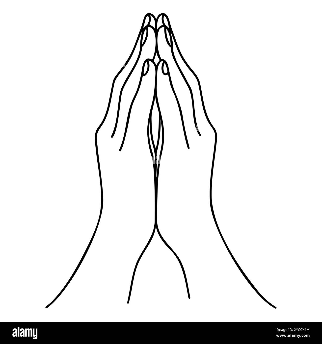 Hand in Praying position or in Cultural Greeting Form Continuous one ...
