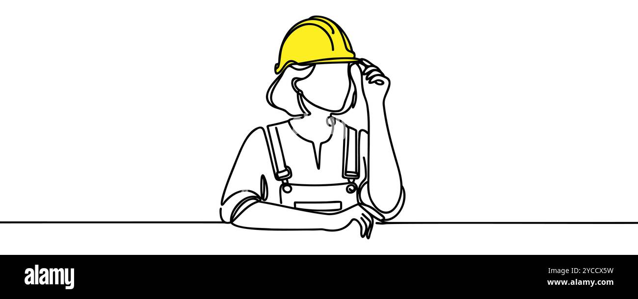 Continuous one line drawing design vector illustration of engineers man ...