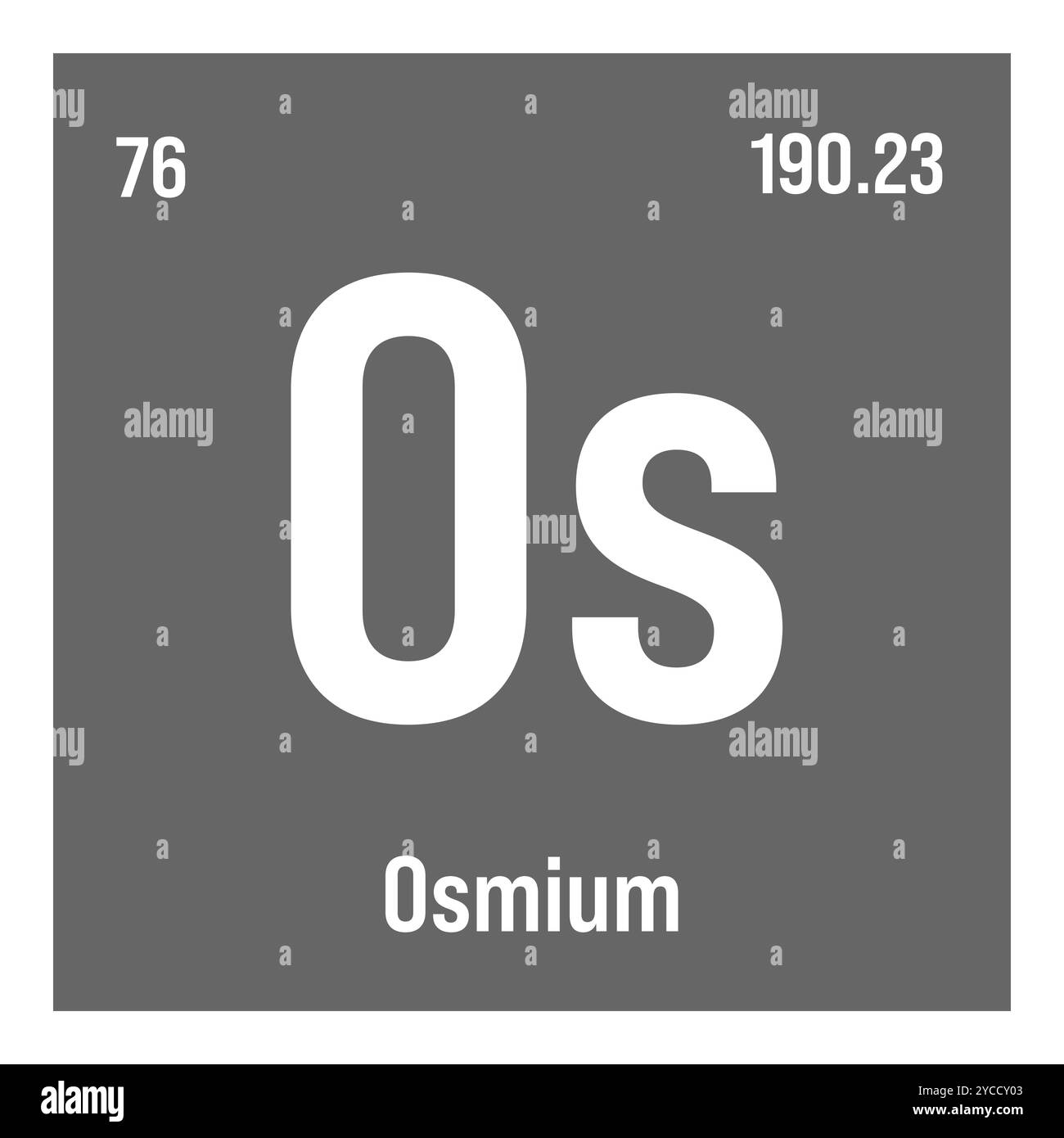 Osmium, Os, periodic table element with name, symbol, atomic number and ...