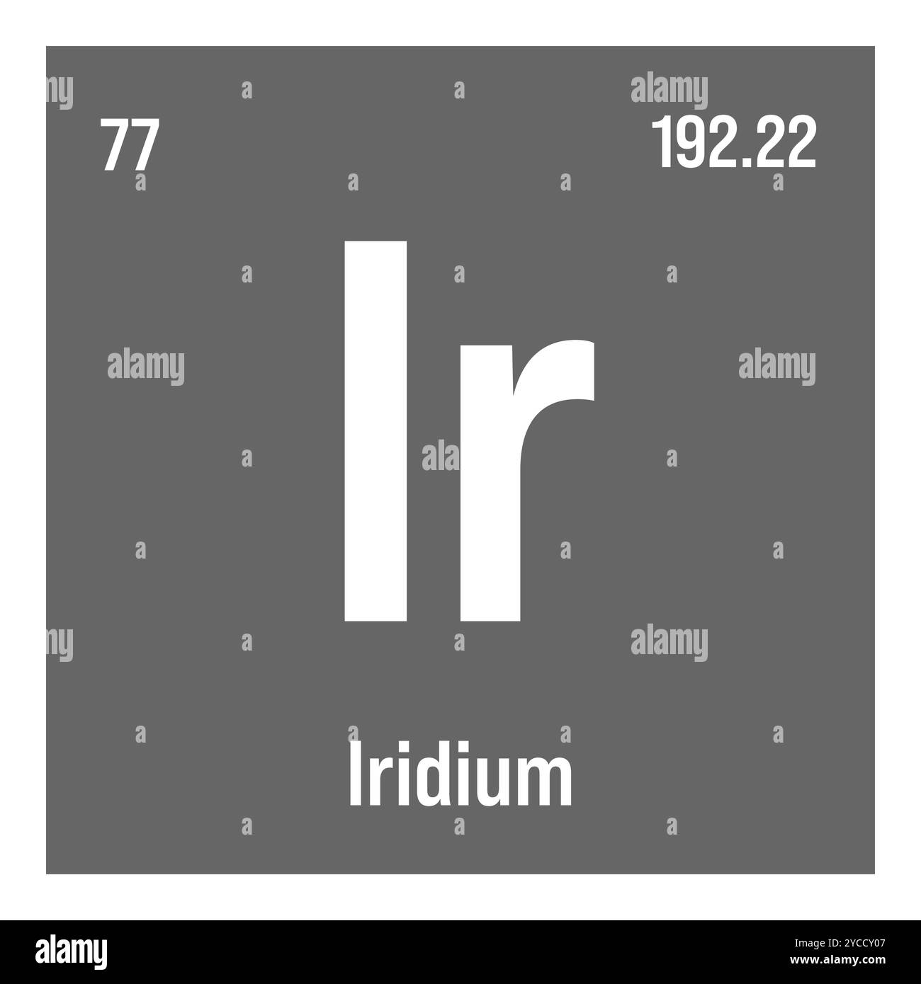 Iridium, Ir, periodic table element with name, symbol, atomic number ...