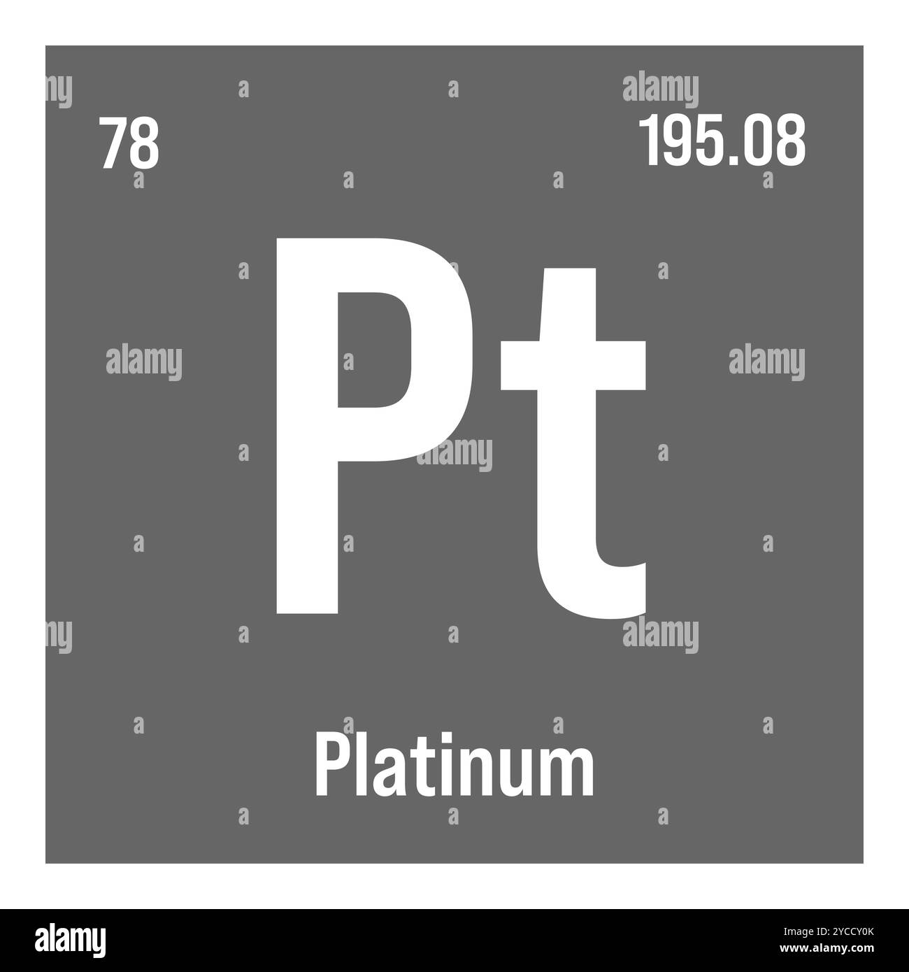 Platinum, Pt, periodic table element with name, symbol, atomic number ...