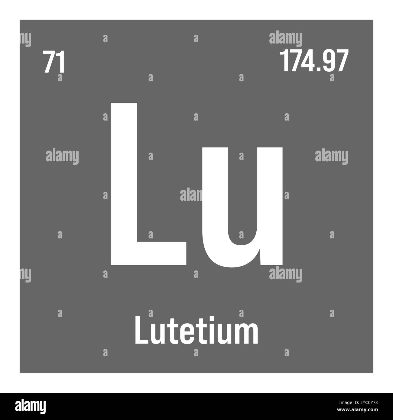 Lutetium, Lu, periodic table element with name, symbol, atomic number ...