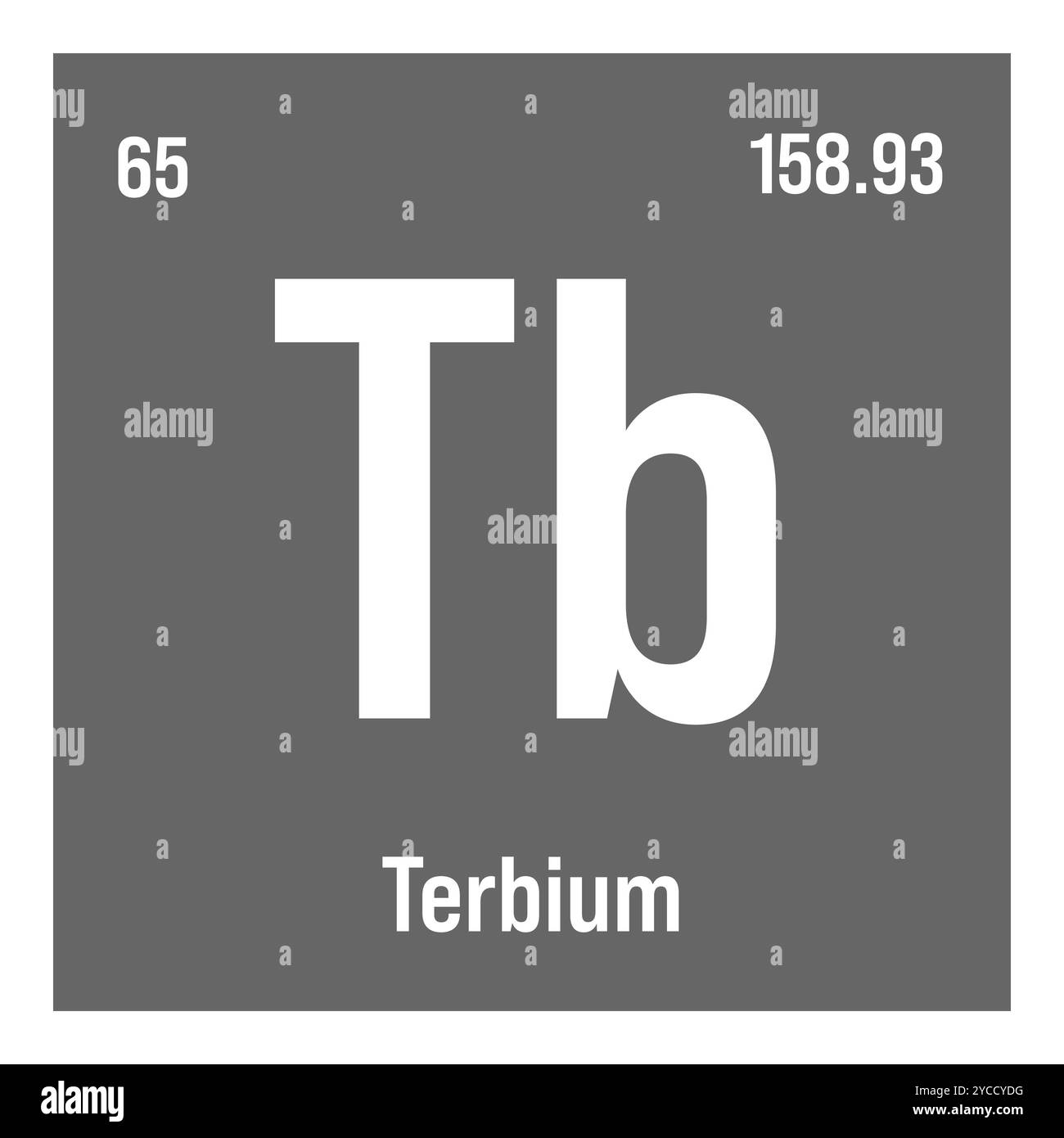 Terbium, Tb, periodic table element with name, symbol, atomic number ...