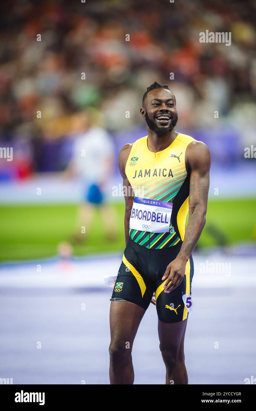 Rasheed Broadbell participating in the 110 meters hurdles at the Paris ...