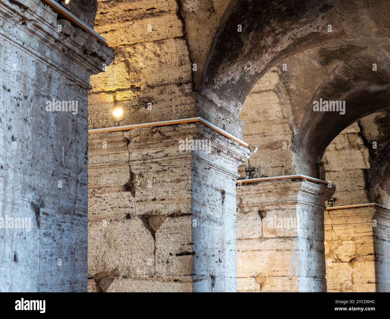 View hallways with details of arches of the Colosseum in Rome Italy ...