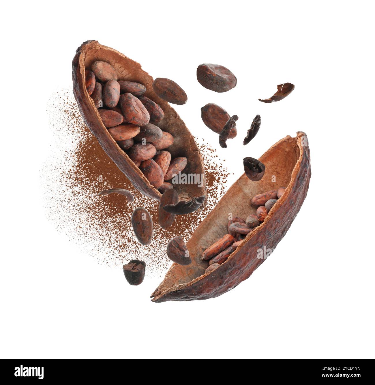 Flying cocoa powder on Cut Out Stock Images & Pictures - Alamy
