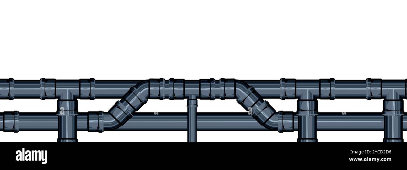 Pipeline frame. Sewage drainage of water and waste. Outflow line ...