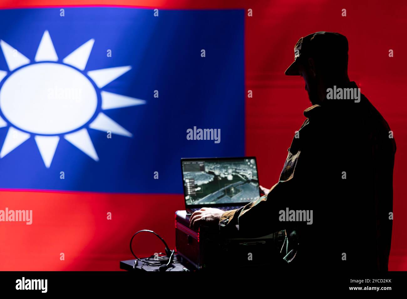 Taiwan freedom fighters air defense command operator using radar to ...