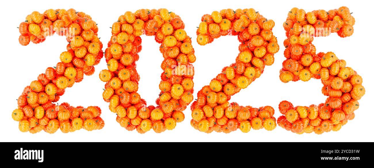 Halloween 2025 concept. 2025 from pumpkins, 3D rendering isolated on ...