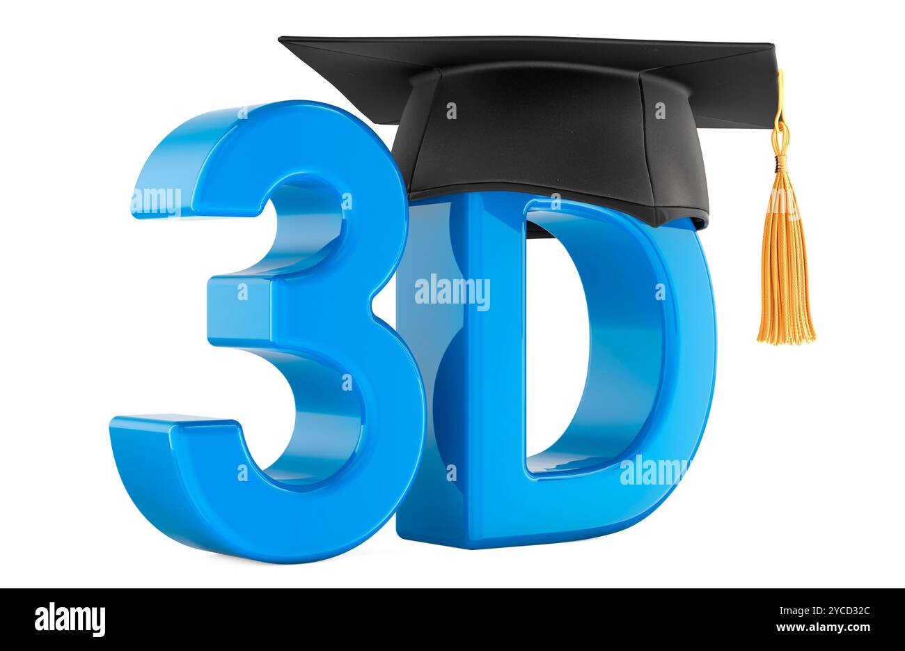 3D Designer Education, concept. 3D with education hat, 3D rendering ...