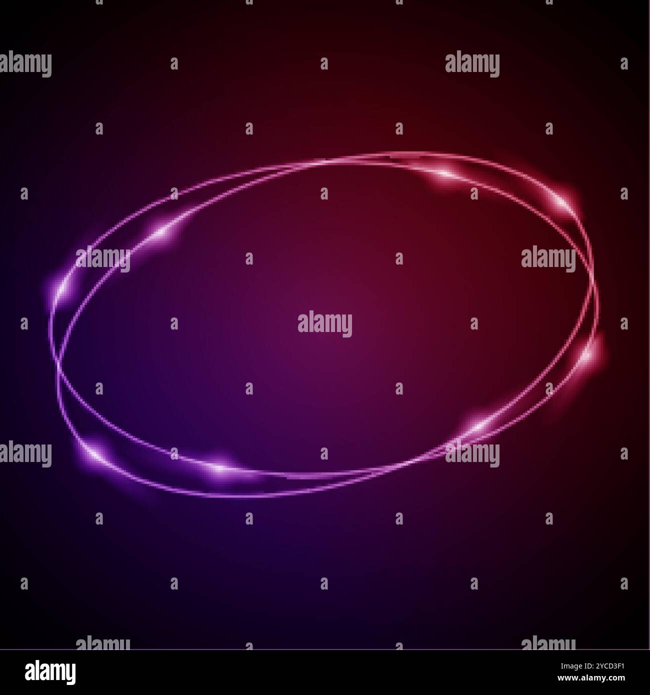 Neon Frame with Glow, and Sparkles. Electronic Luminous Ovals Frame in ...