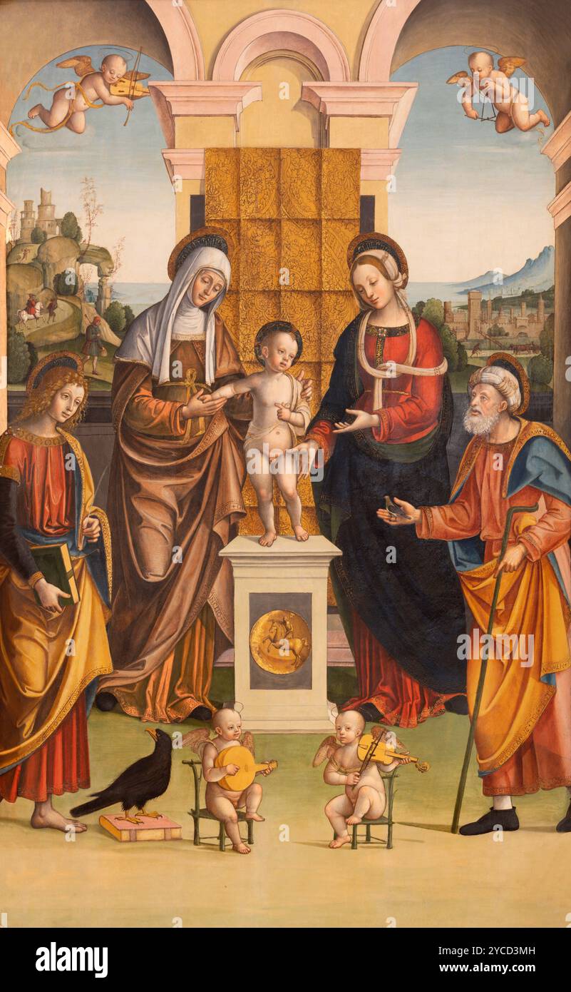 Pavia - The renaissance paintng of Jesus child with Madonna, st. Anna ...