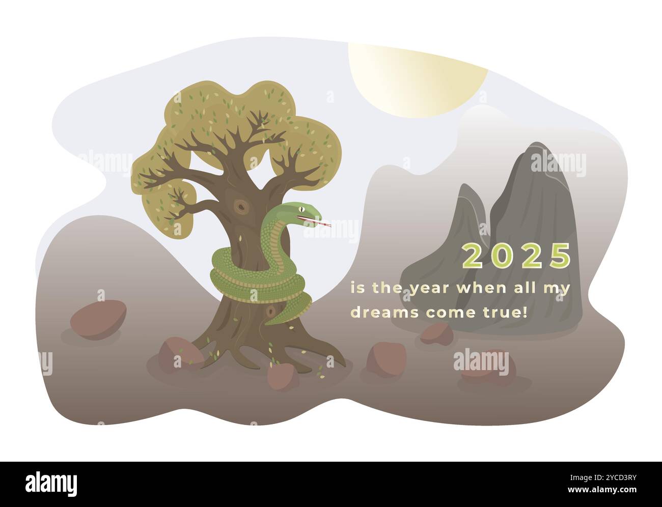 2025 green snake year, a large reptile wraps itself around a tree ...