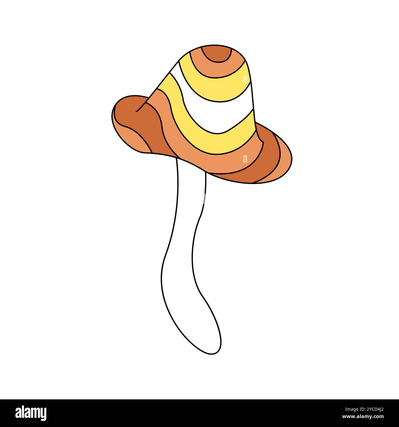 Groovy psychedelic hippie mushroom with wave texture on cap vector ...