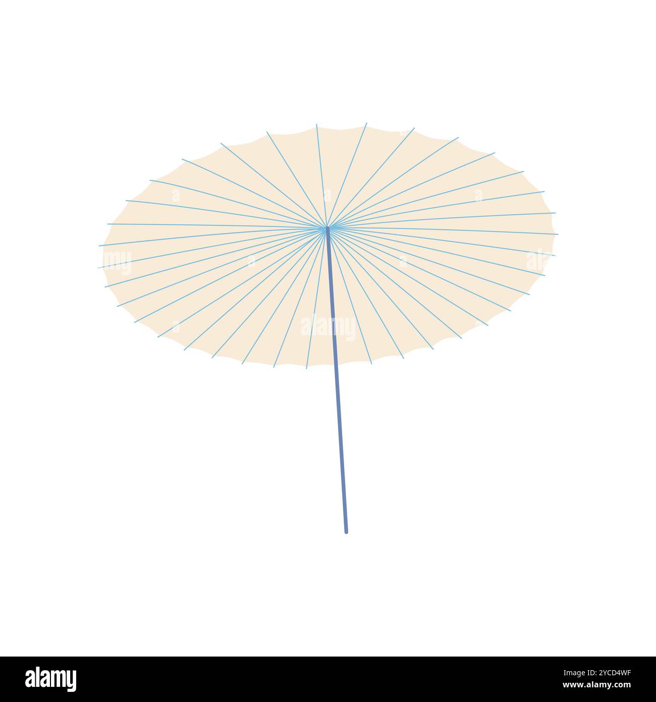 Japanese paper umbrella, retro white Asian parasol with handle vector ...