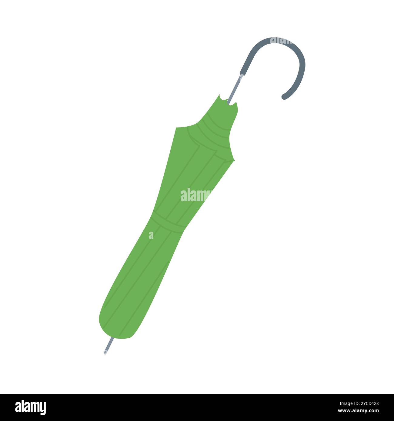 Folded green umbrella with hook on handle and waterproof fabric vector ...