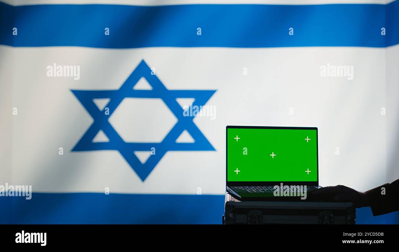 Israel air defense command operator conscript using radar on green ...