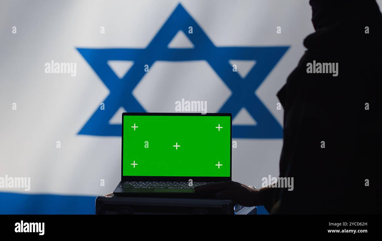 Israel air defense command operator conscript using radar on green ...