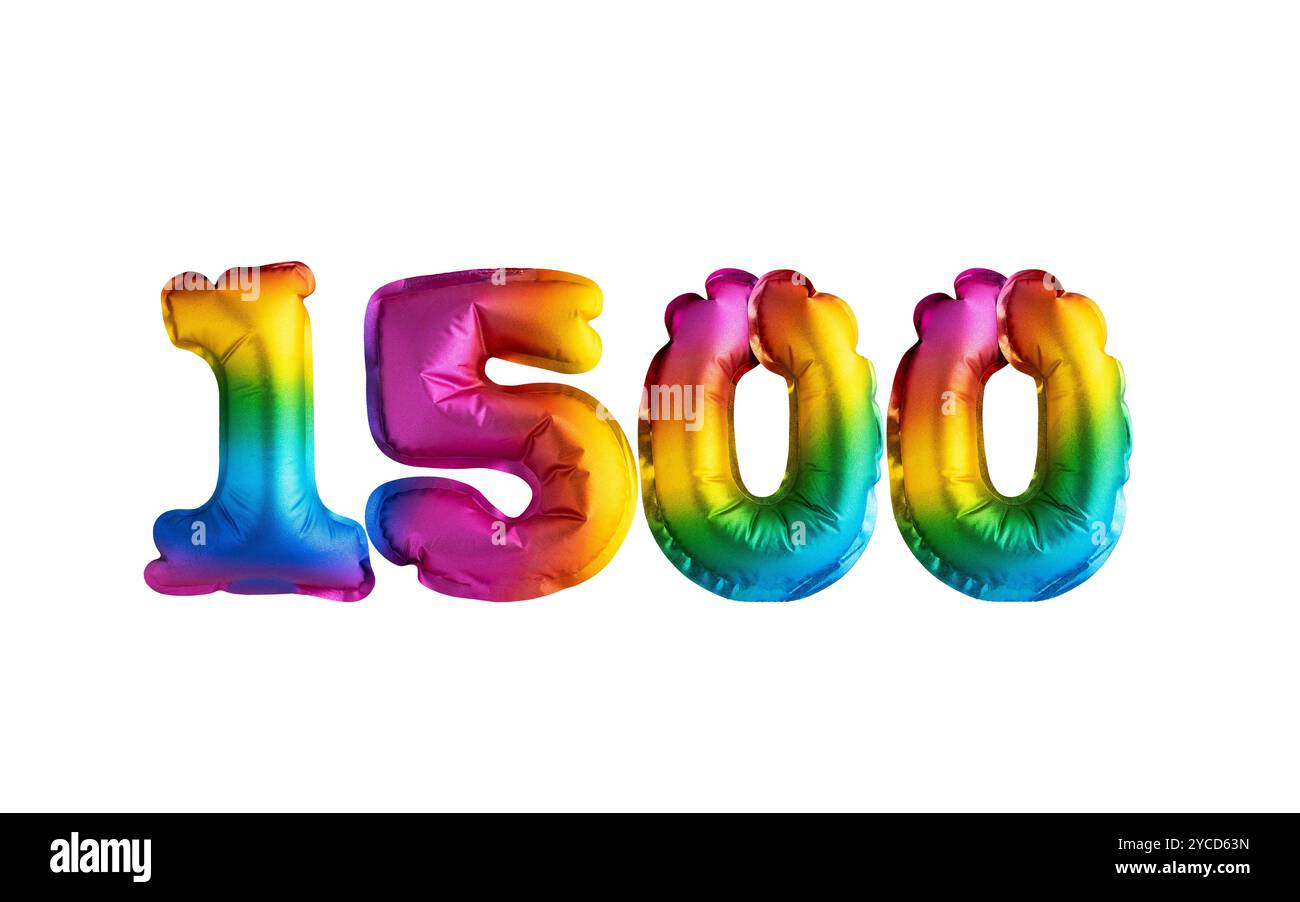 Multicolor balloon number 1500 anniversary. Happy birthday ...