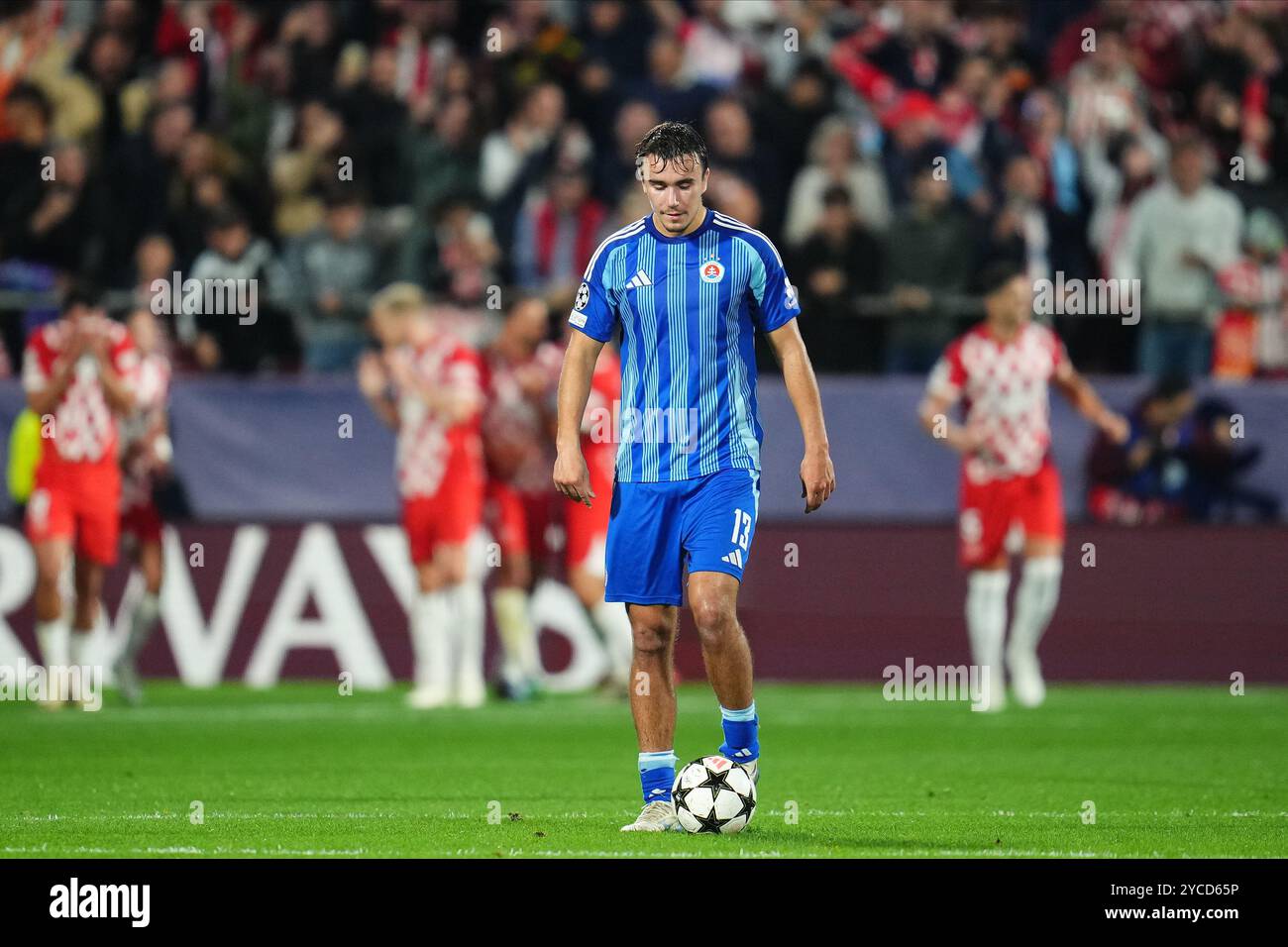 Madrid, Spain. 22nd Oct, 2024. David Strelec of Slovan Bratislava of ...
