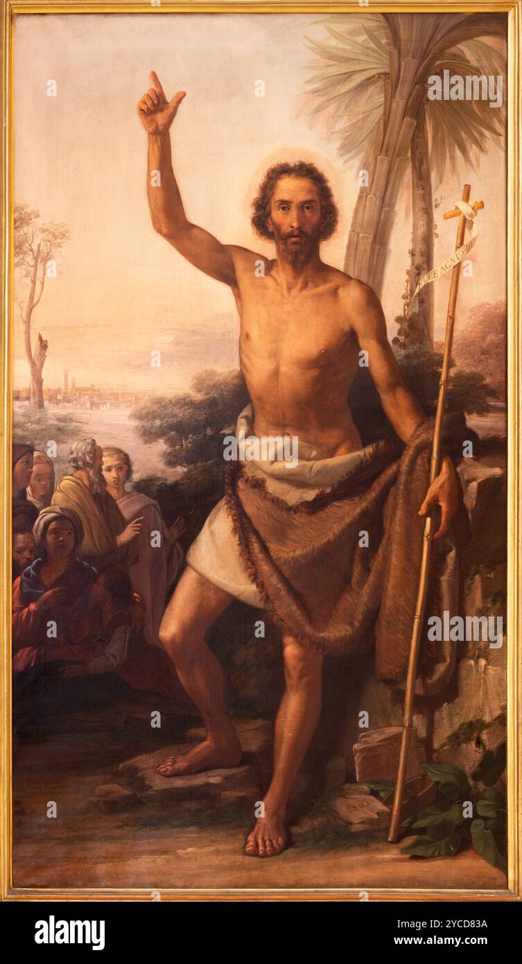 PAVIA, ITALY - SEPTEMBER 8, 2024: The painting of St. John the Baptist ...