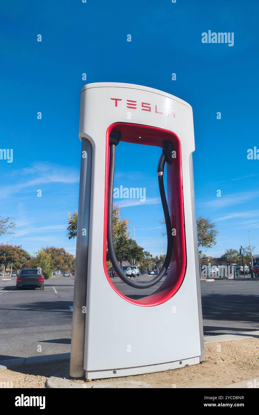 Low angle view of a Tesla charging station Stock Photo - Alamy
