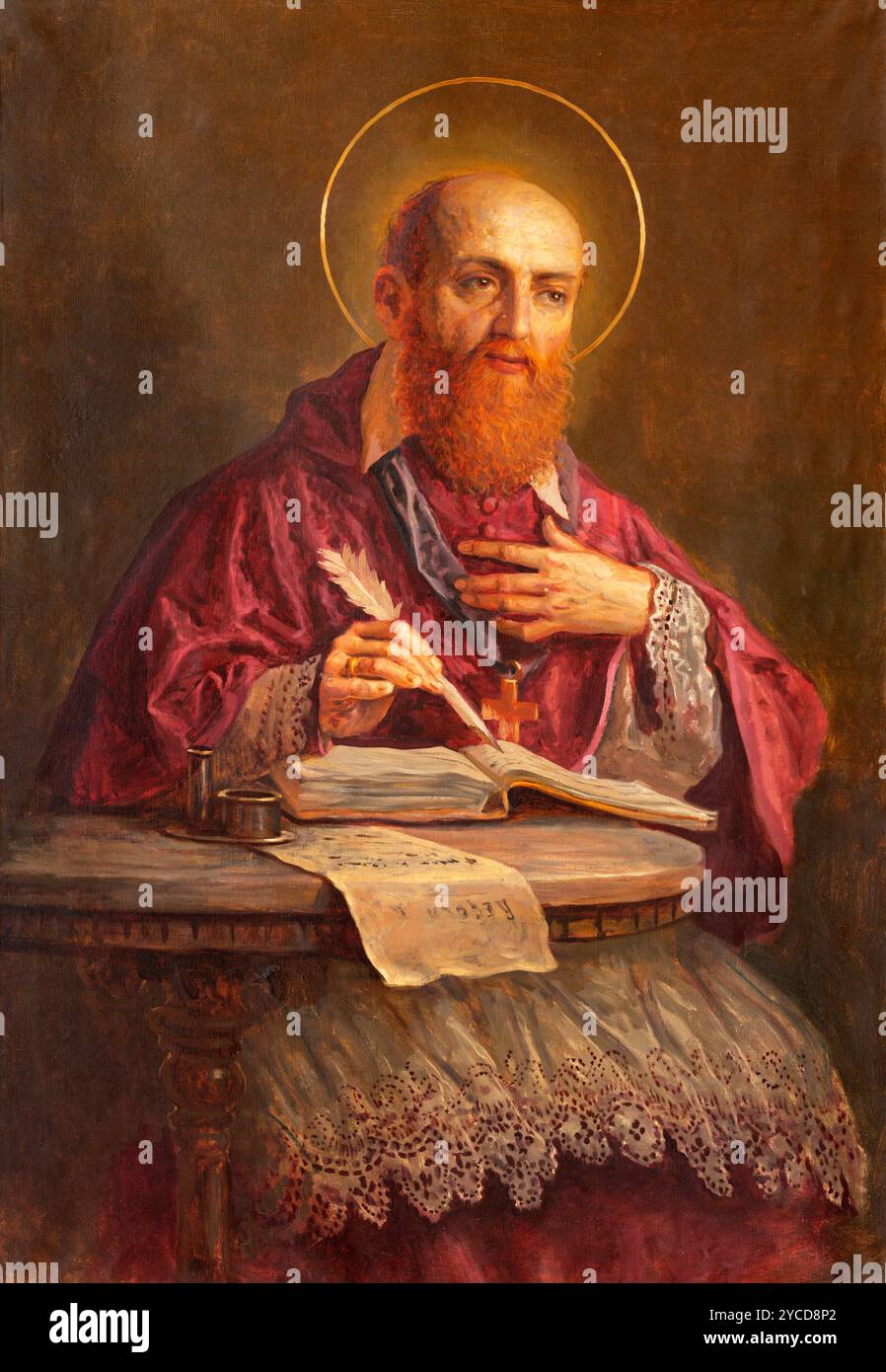 PAVIA, ITALY - SEPTEMBER 8, 2024: The painting of St. Francis de Sales ...