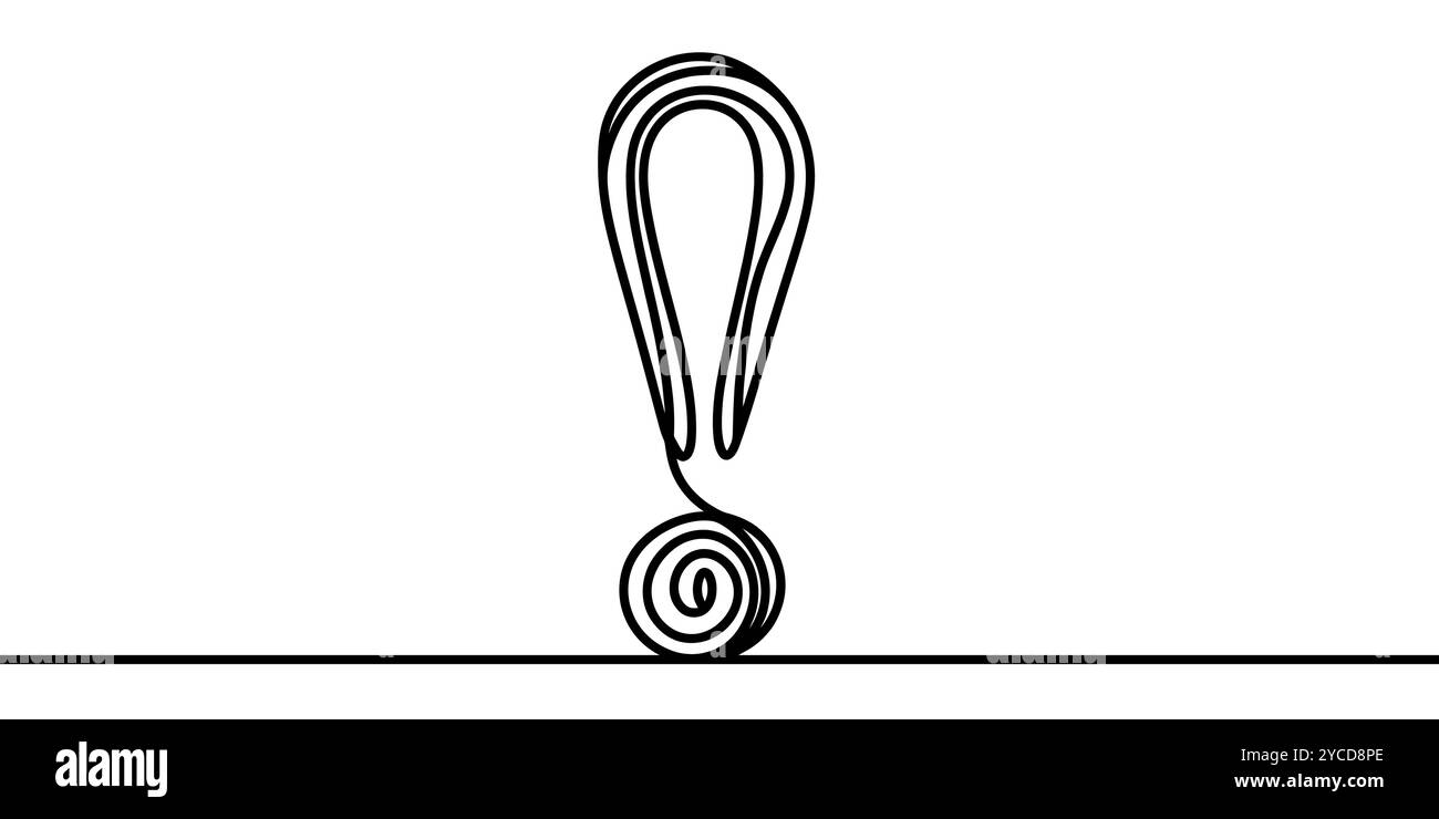 Continuous linear drawing of exclamation mark. One line drawing ...