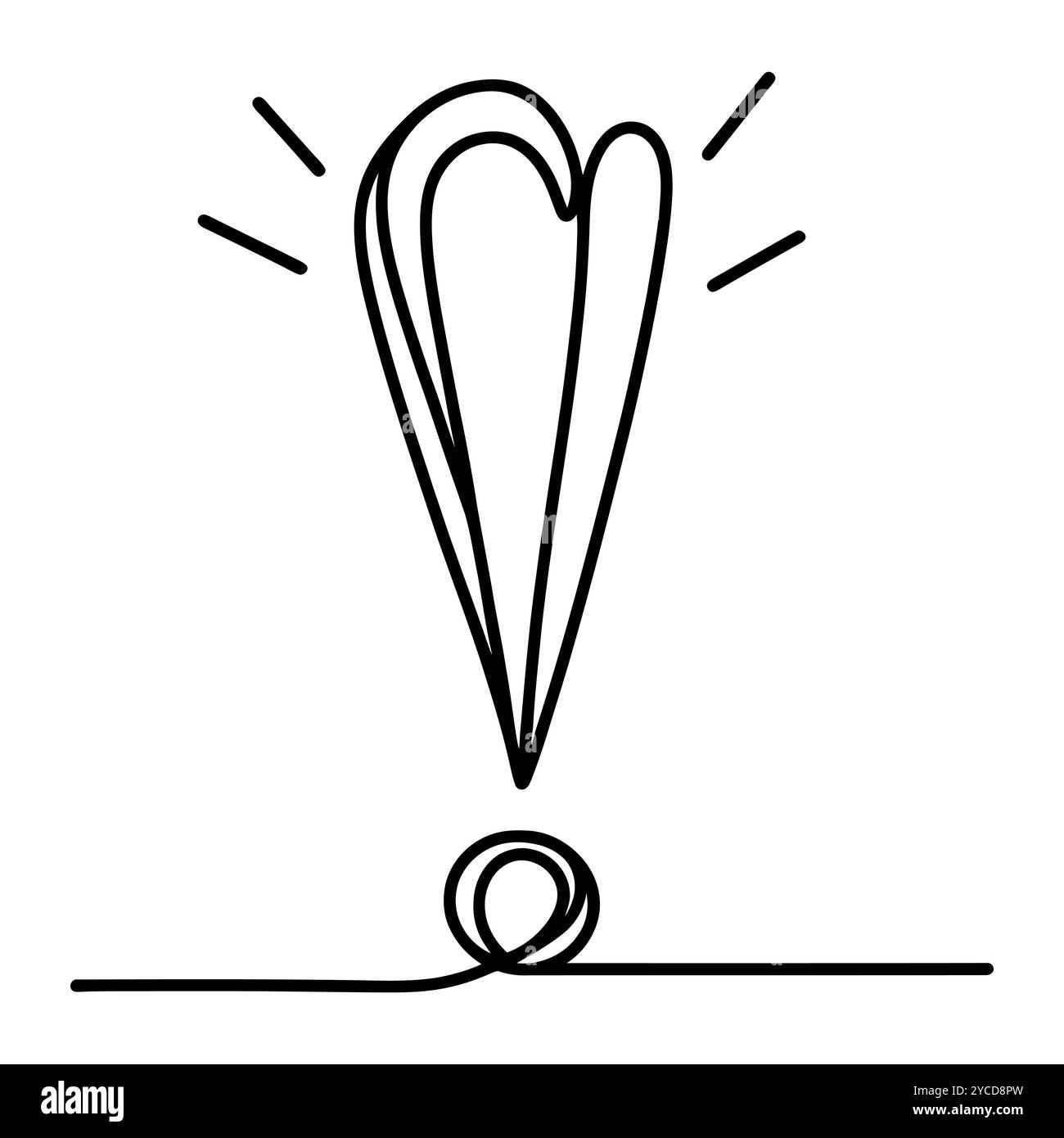 Continuous linear drawing of exclamation mark. One line drawing ...
