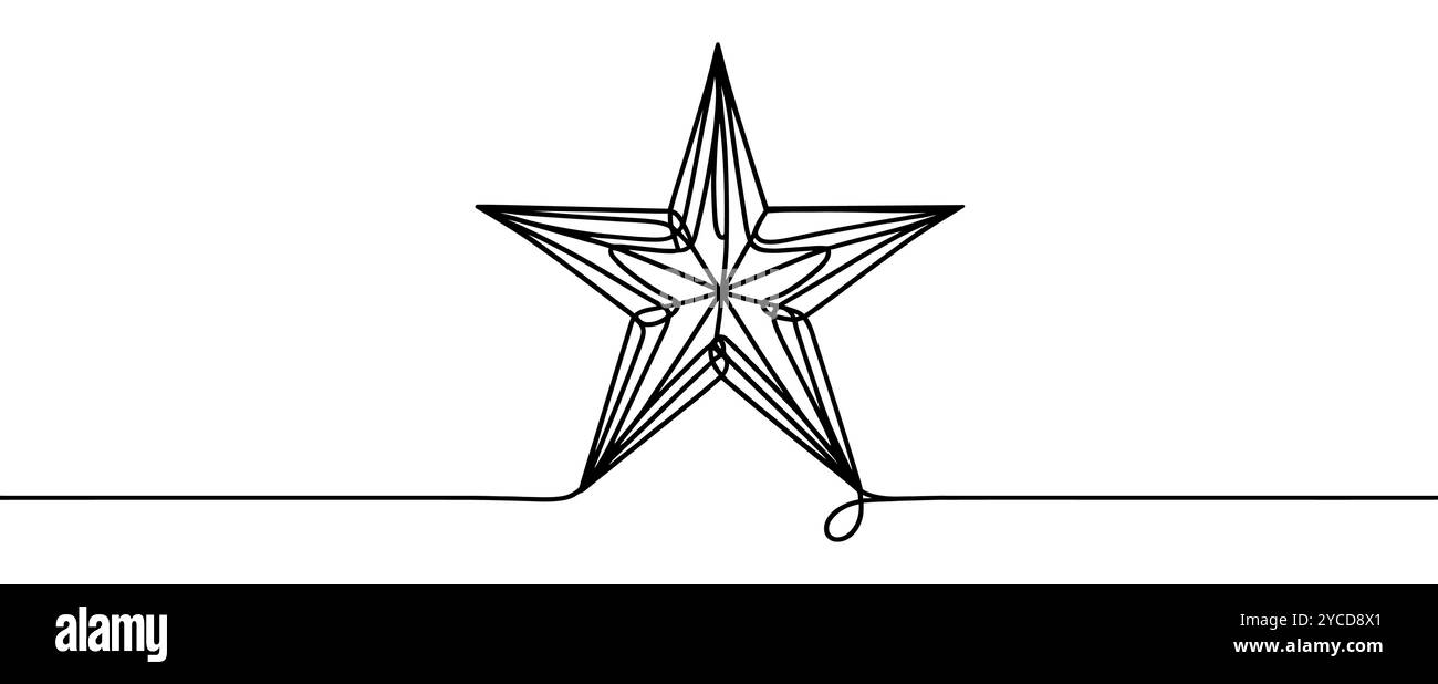 Continuous linear drawing of star. One line drawing star. Star in one ...