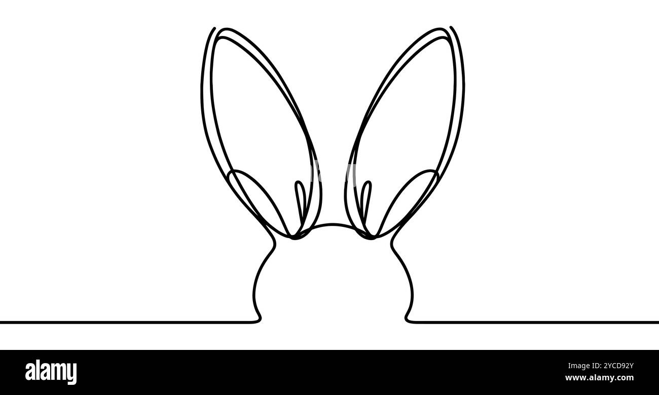 Minimalist vector illustration depicting a rabbit with its long ears ...