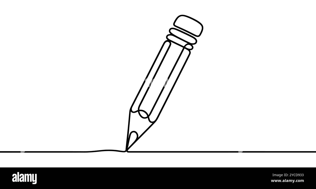 Pencil is drawing a continuous line in a minimalist vector illustration ...