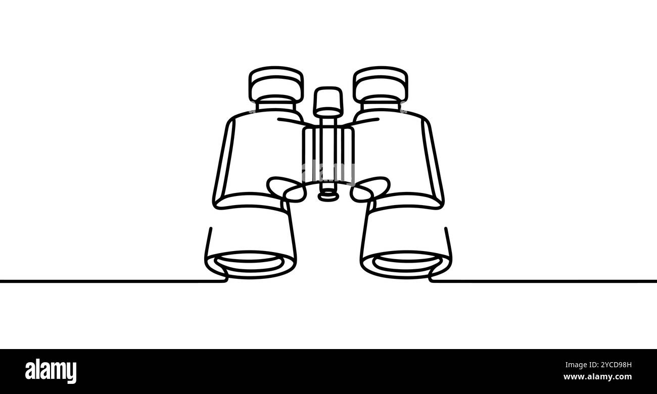 Minimalist vector illustration depicting a pair of binoculars, drawn ...