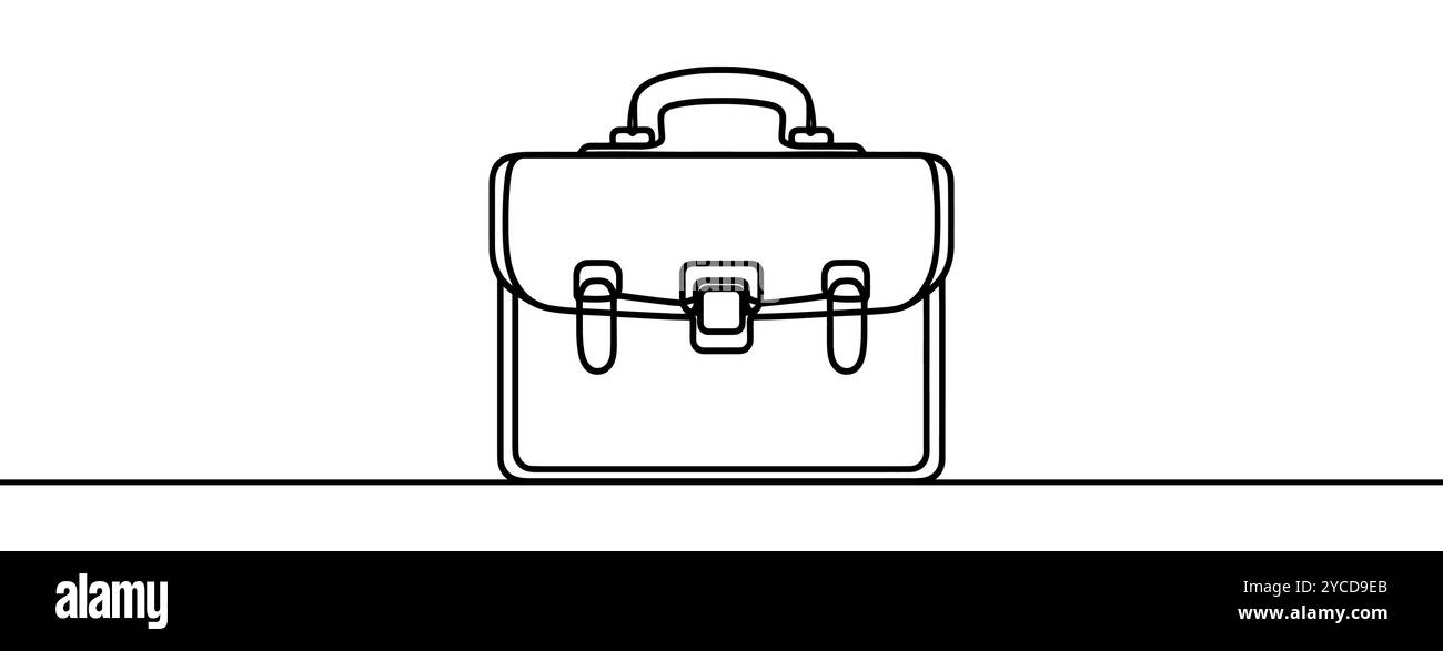 Minimalist illustration of a business briefcase drawn with a single ...