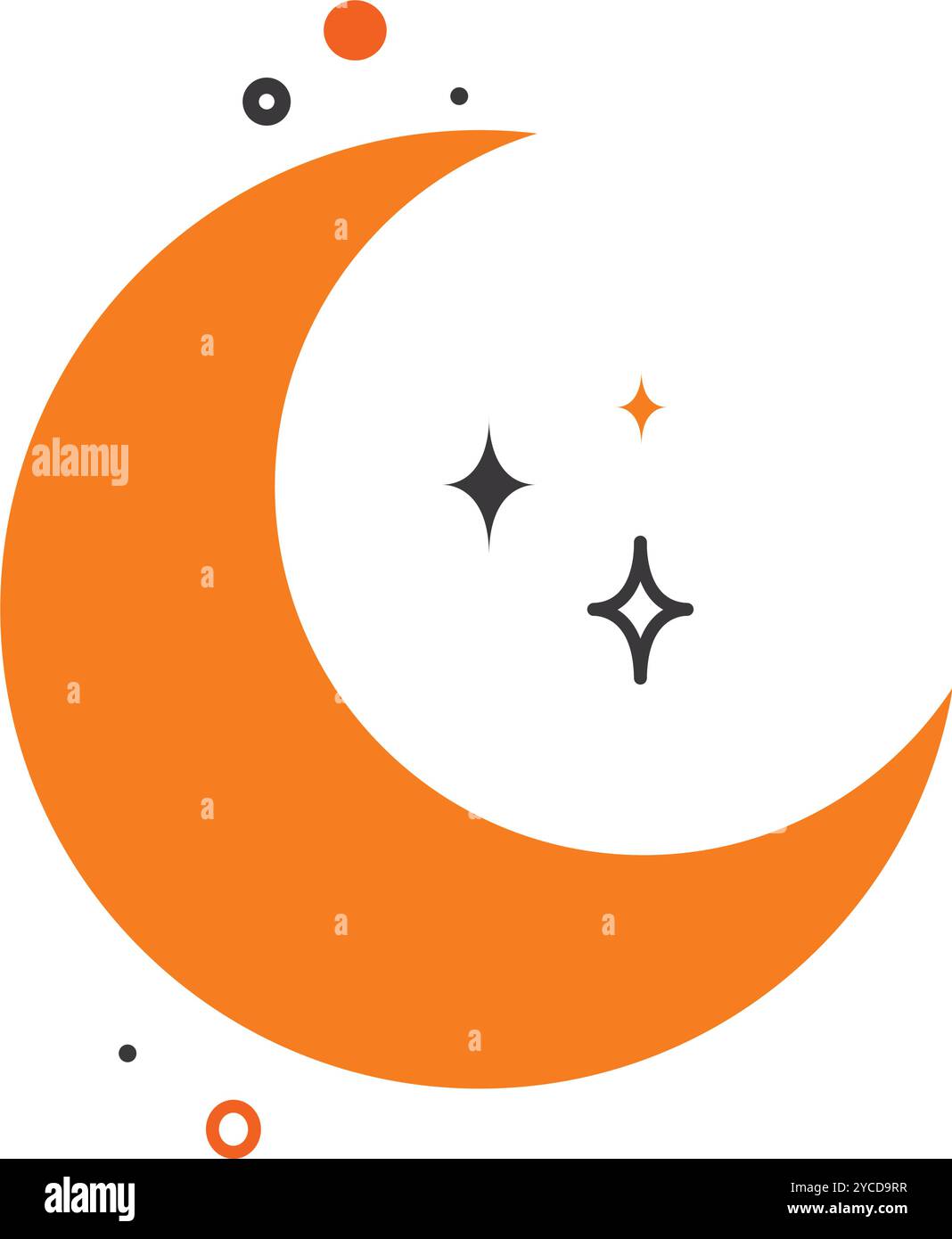 Halloween crescent moon with stars and spooky atmosphere, Vector Stock ...