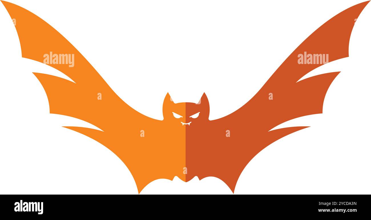 Halloween bat with wings spread in flight and spooky look, Vector Stock ...