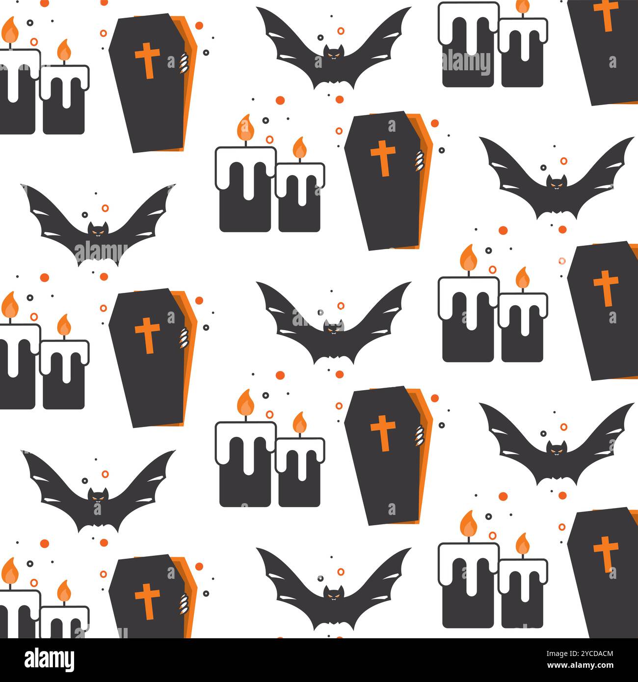 Halloween coffin, bat, candle, and spooky pattern, Vector Stock Vector ...