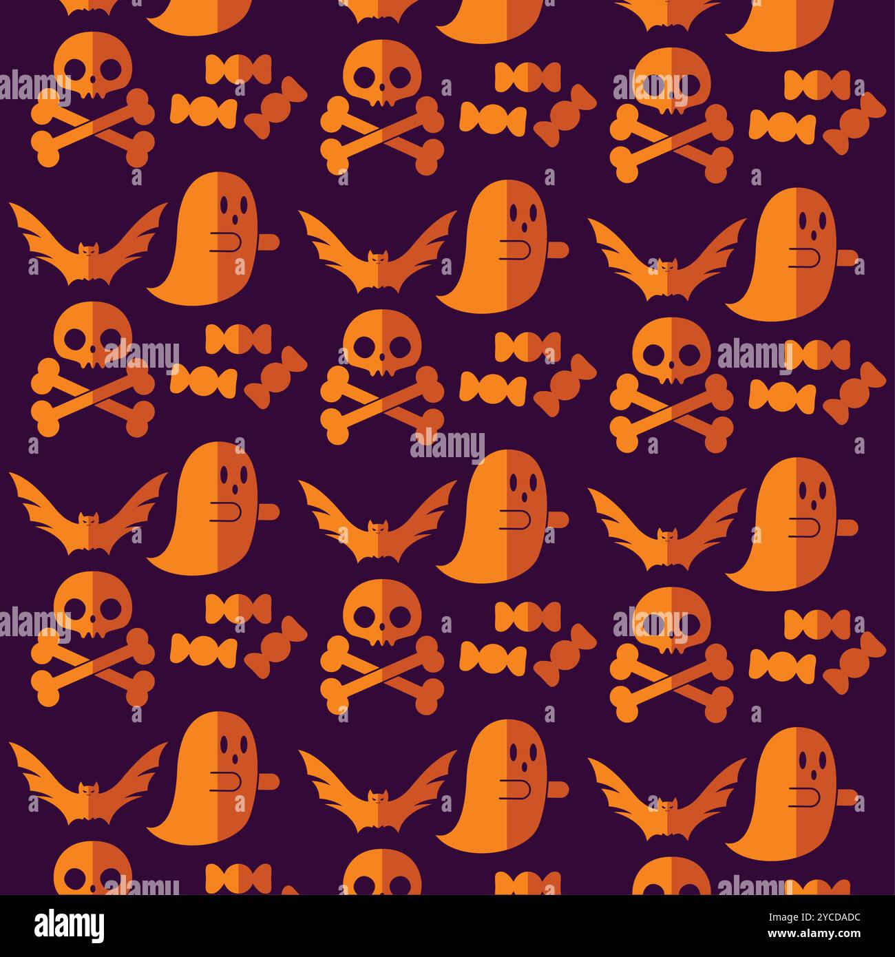 Halloween ghost, skull, and candy spooky pattern, Vector Stock Vector ...