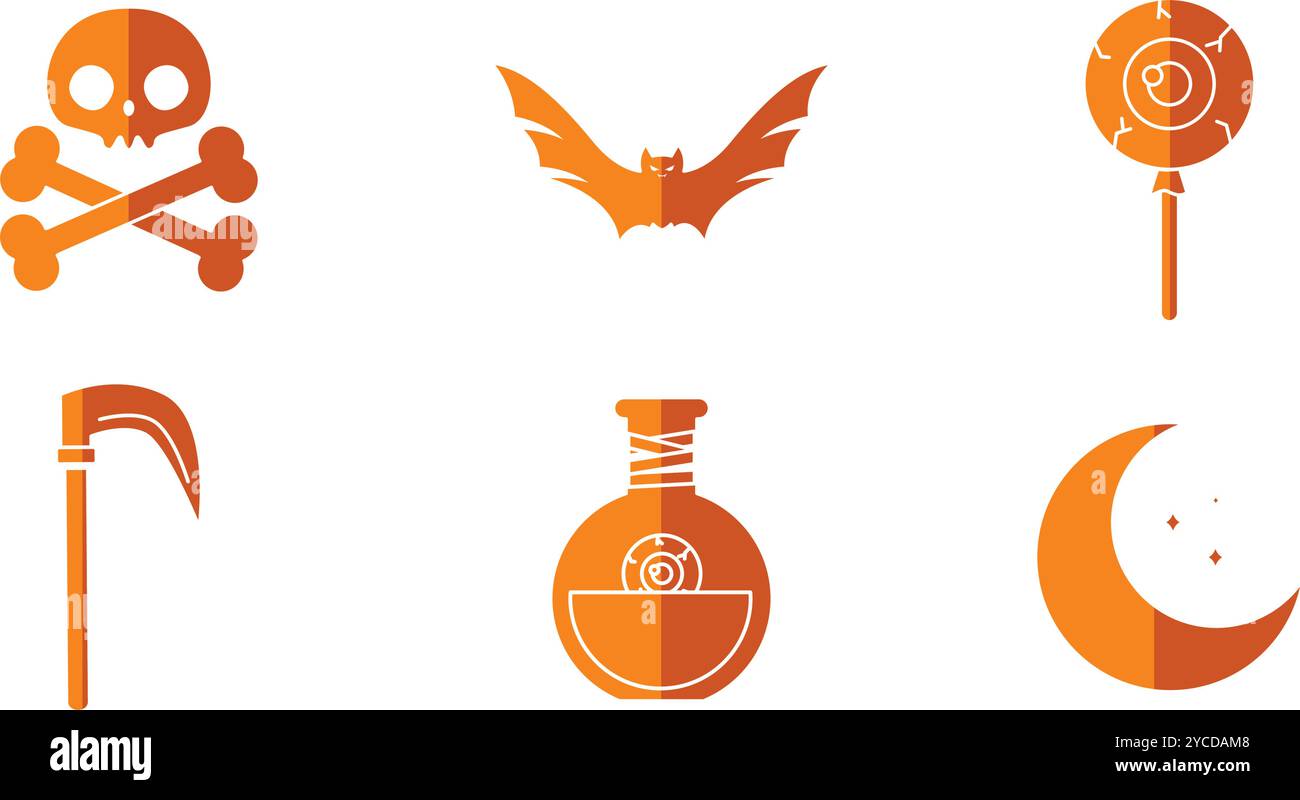 Skull, crescent moon, and cleaver Halloween pattern, Vector Stock ...