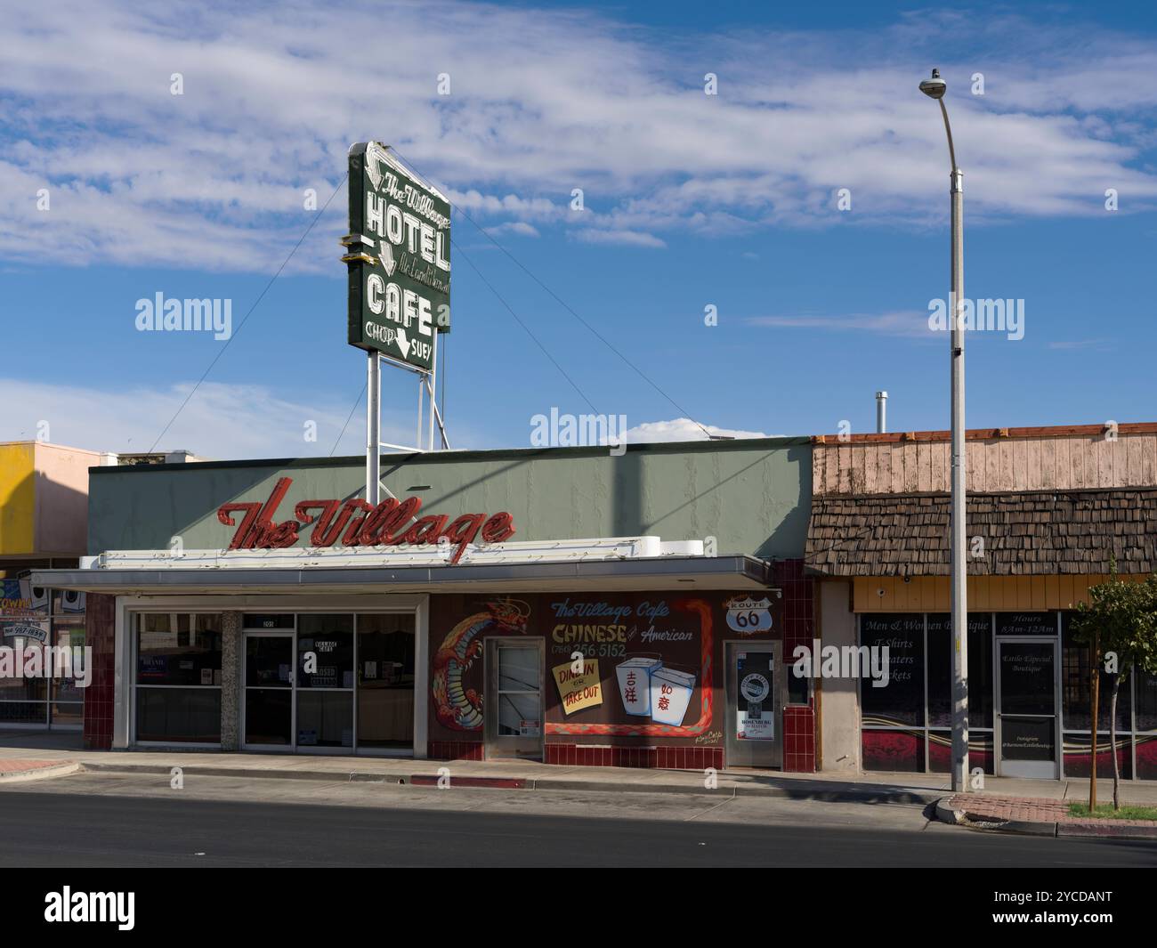 The Village, 1950s retro strip mall, Barstow, California Stock Photo ...