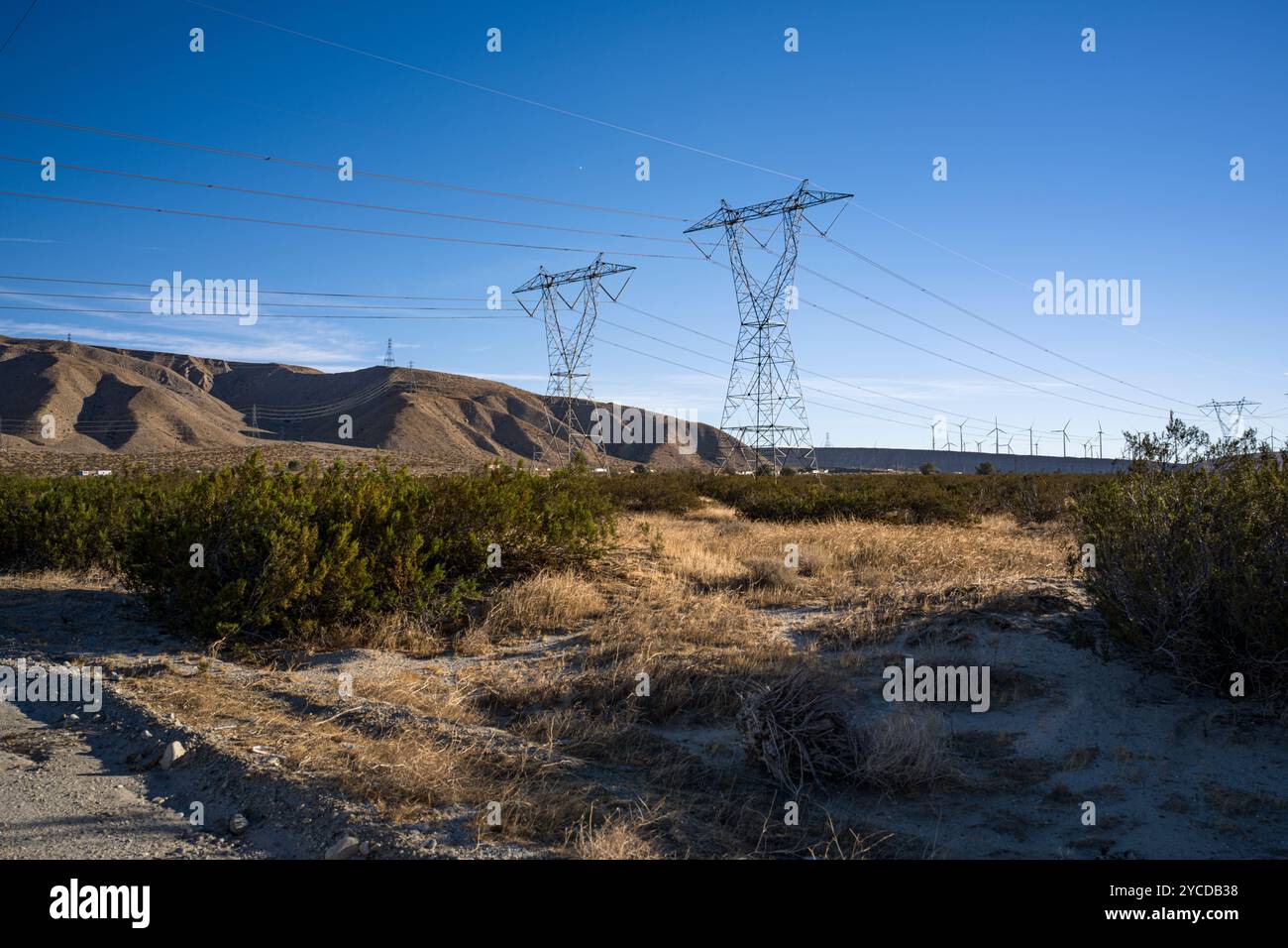 High tension power lines in the California desert Stock Photo - Alamy